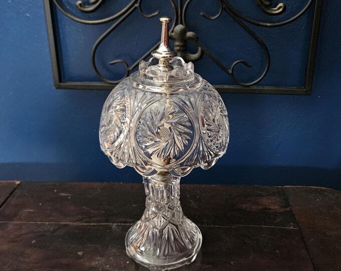 Vintage Small Crystal Glass Lamp Pinwheel Design Table Dresser Lamp - Etsy