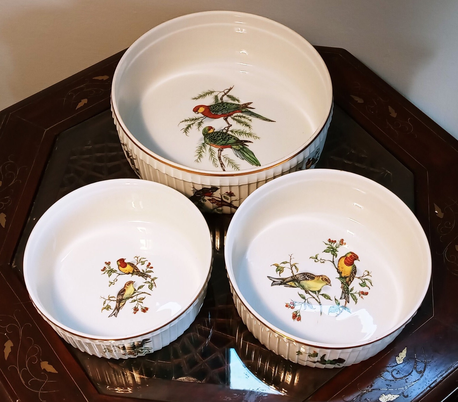Vintage Pillivuyt France Porcelain Bird Souffle Casserole Dishes Set of ...