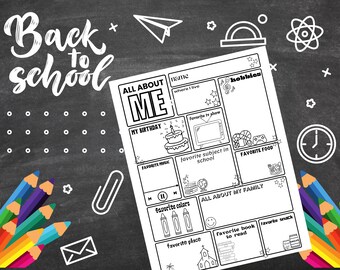 All About Me Printable Activity Coloring Page, Back to School Get to ...