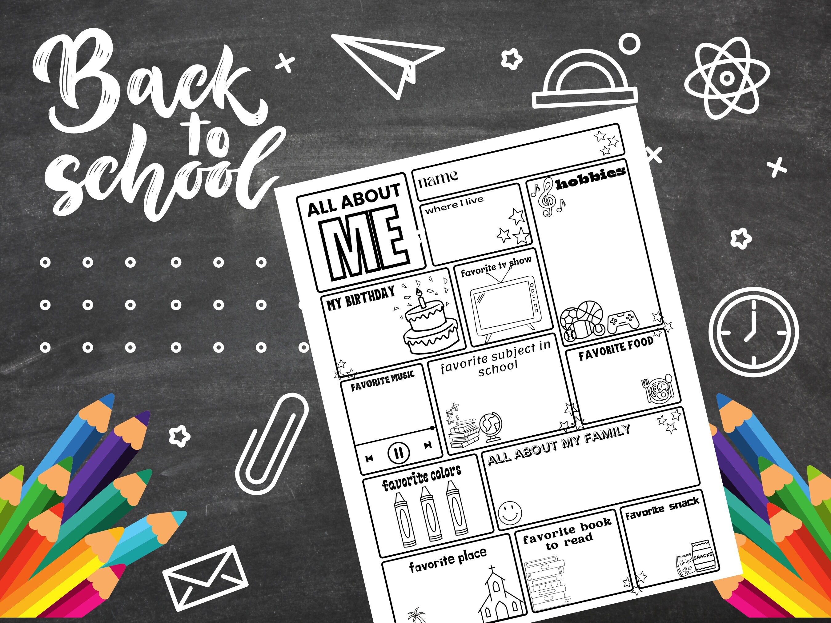 All About Me, All About Me Printable, Homeschool Worksheet, First Day ...