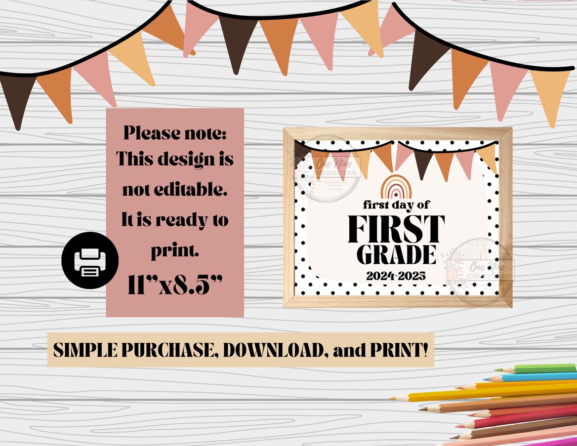 First Day of 1st Grade Sign, First Day of School Sign, Printable 1st ...