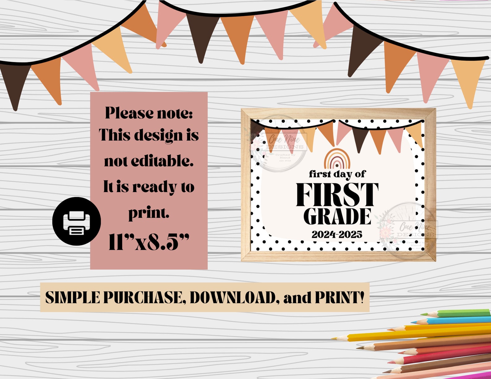 First Day of 1st Grade Sign, First Day of School Sign, Printable 1st ...