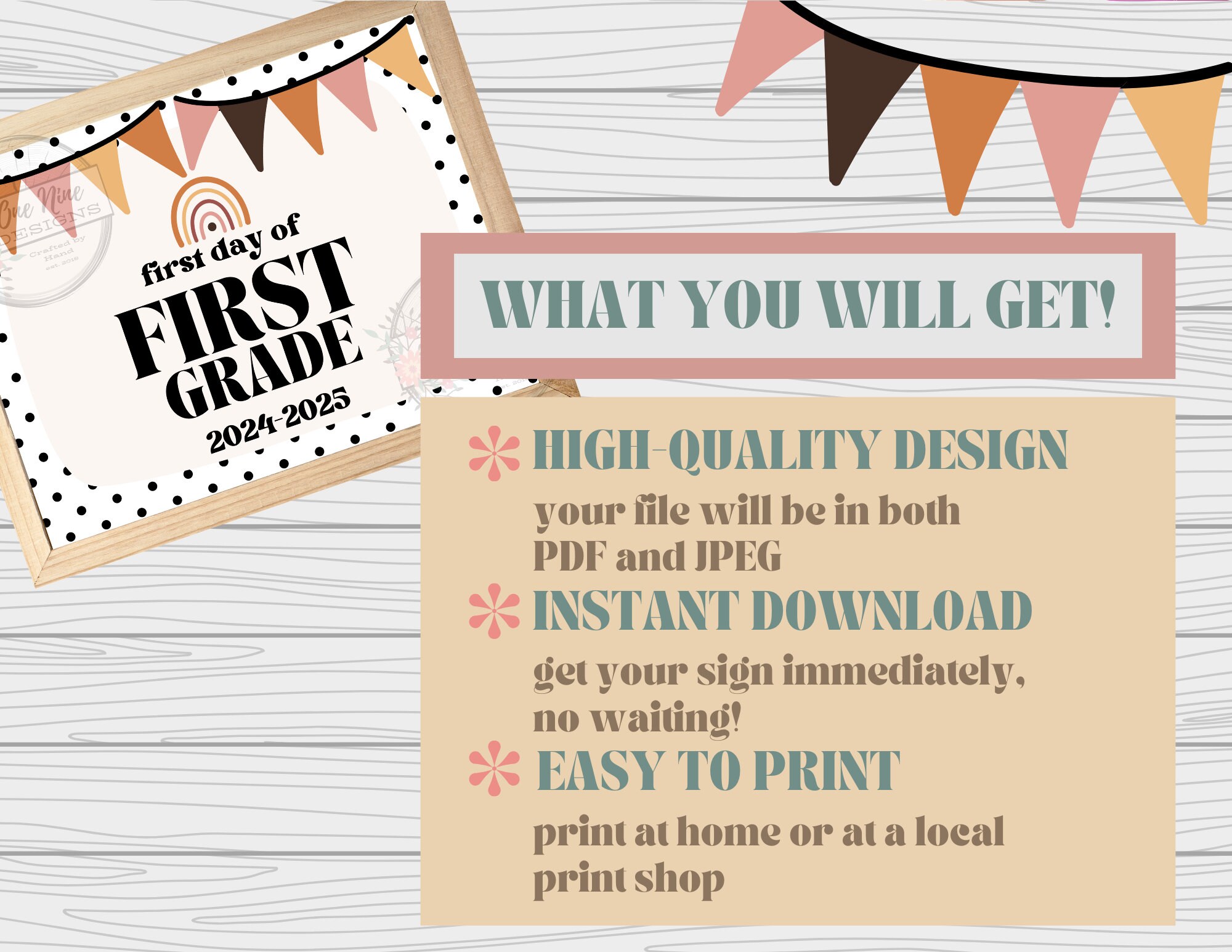 First Day of 1st Grade Sign, First Day of School Sign, Printable 1st ...