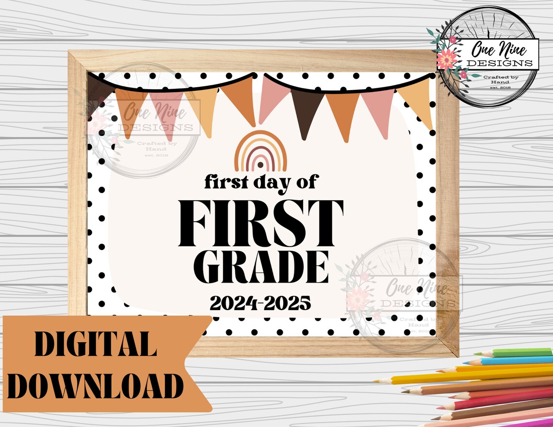 First Day of 1st Grade Sign, First Day of School Sign, Printable 1st ...