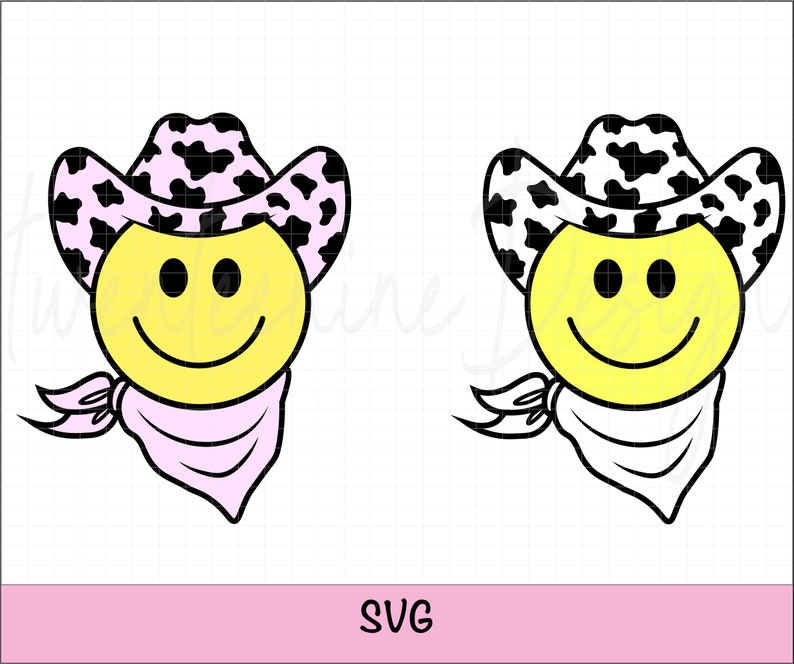 Cowboy Smiley SVG Cowboy Hat SVG Smiley Face Western - Etsy