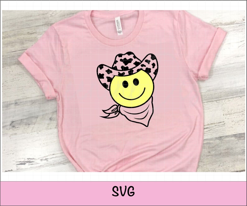 Cowboy Smiley SVG Cowboy Hat SVG Smiley Face Western - Etsy