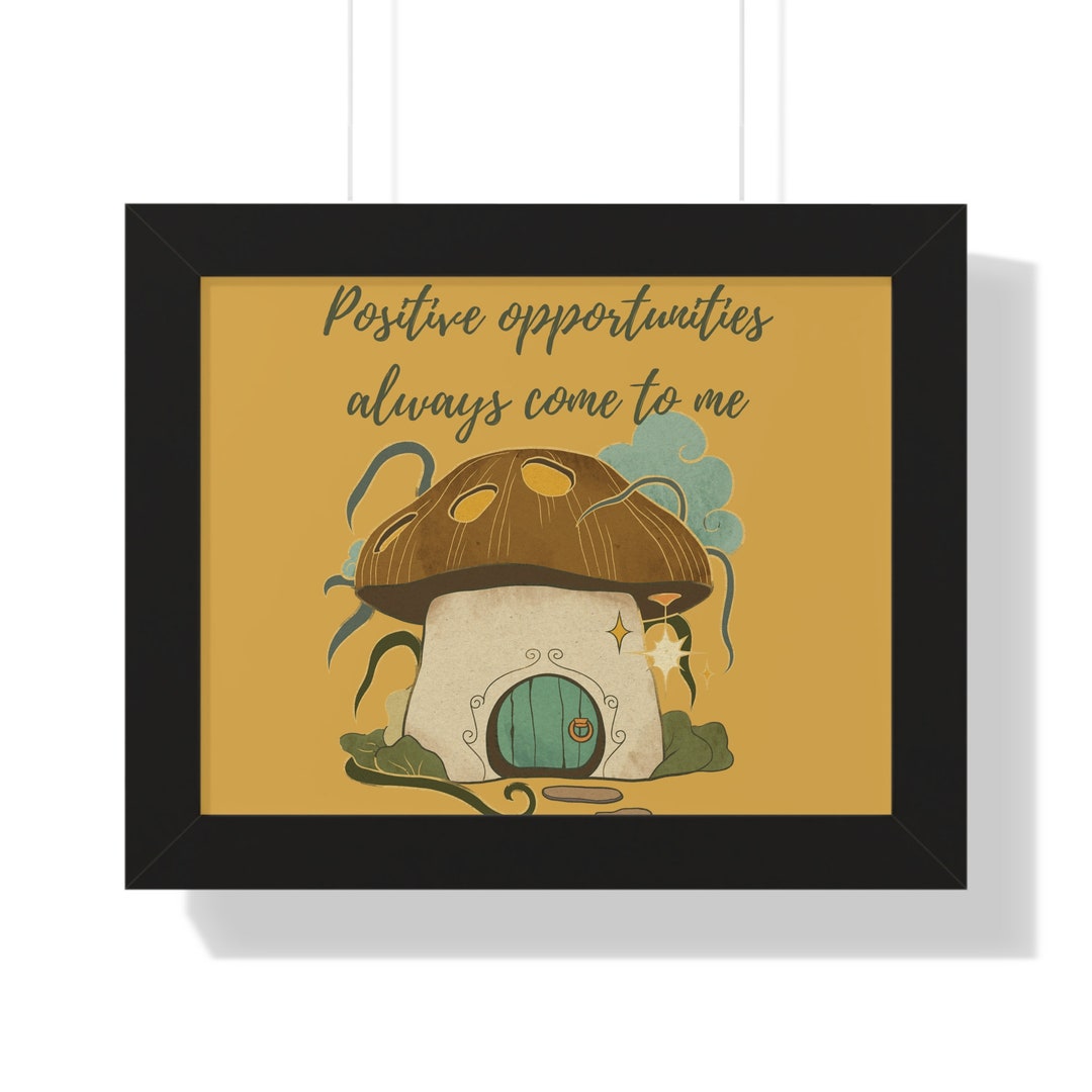 Positive Affirmation Mushroom House Framed Horizontal Poster - Etsy