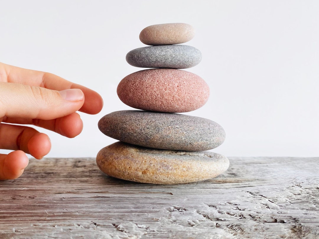 Boho Shelf Decor for Bathroom, Stacking Stones, Balancing Rocks, Spa ...