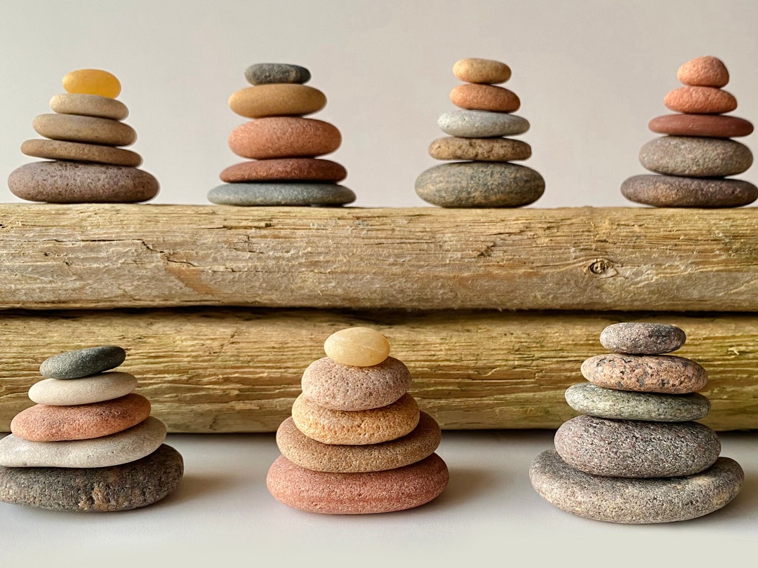 Shelf Decor Objects Aesthetic, Spa Bathroom Decor, Cairn Stones, Boho ...