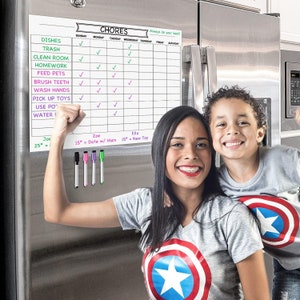 Magnetic Chore Chart - Get Your Home Organized - Includes 4 Markers and ...