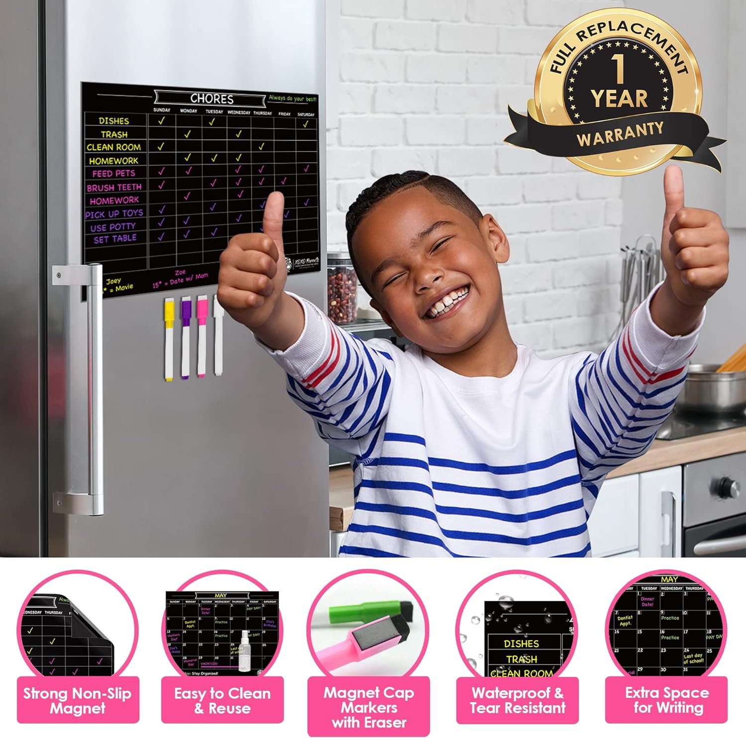 Magnetic Chore Chart and Dry Erase Family Calendar 3pk Includes to Do ...