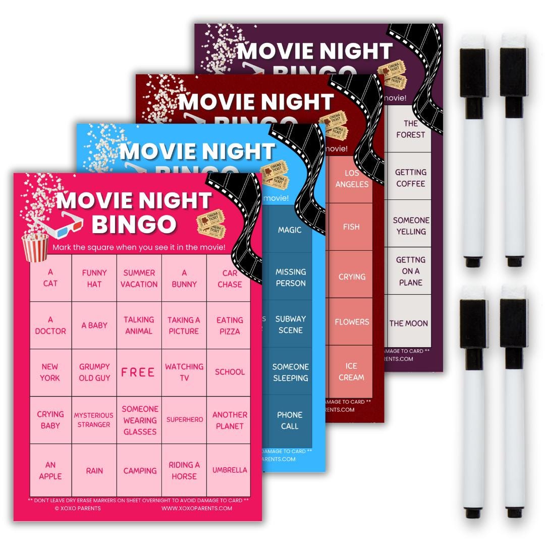 Movie Night Bingo Set - Etsy