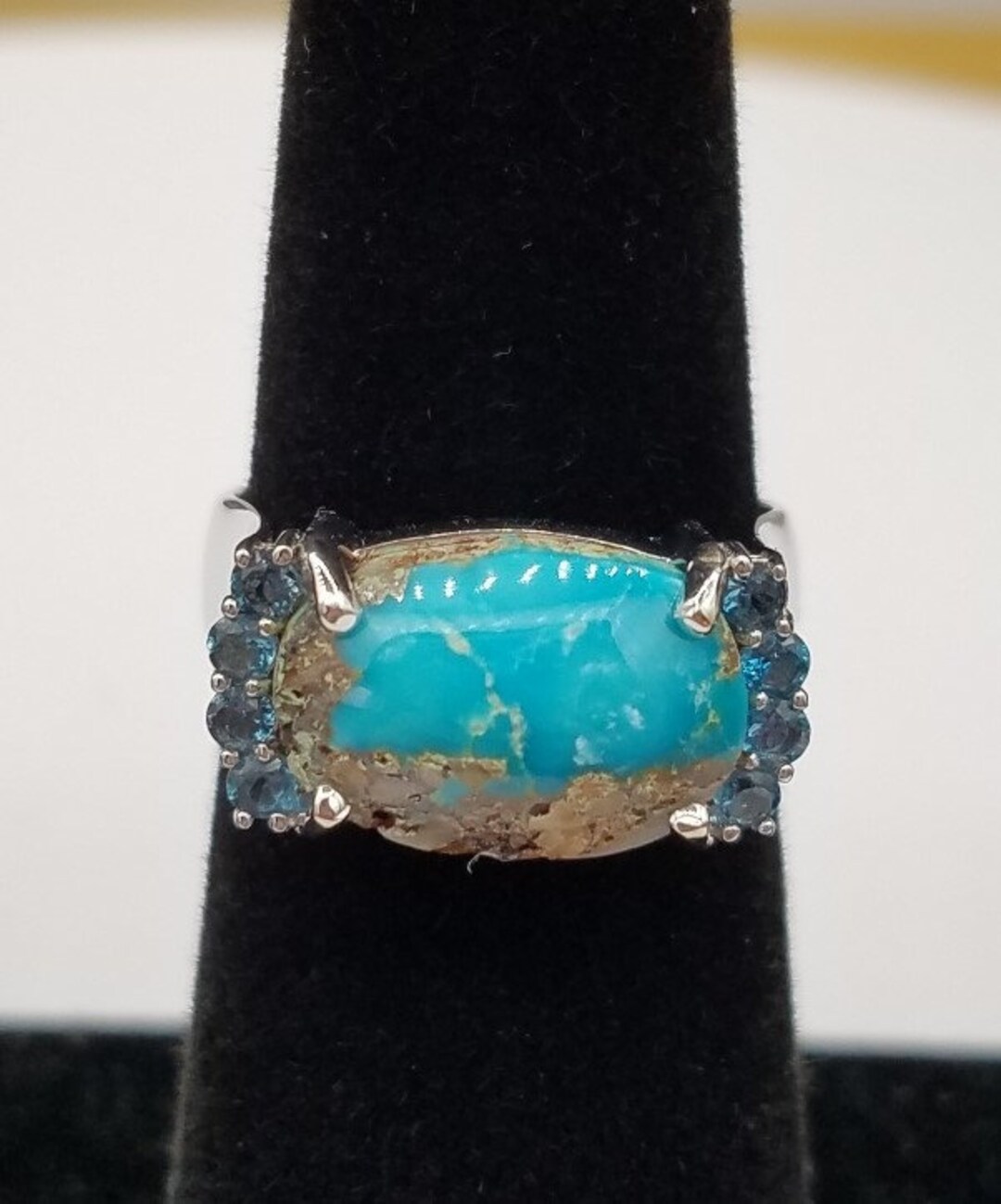 Natural Rare Turquoise and Matrix and Topaz Ring in 14kt - Etsy