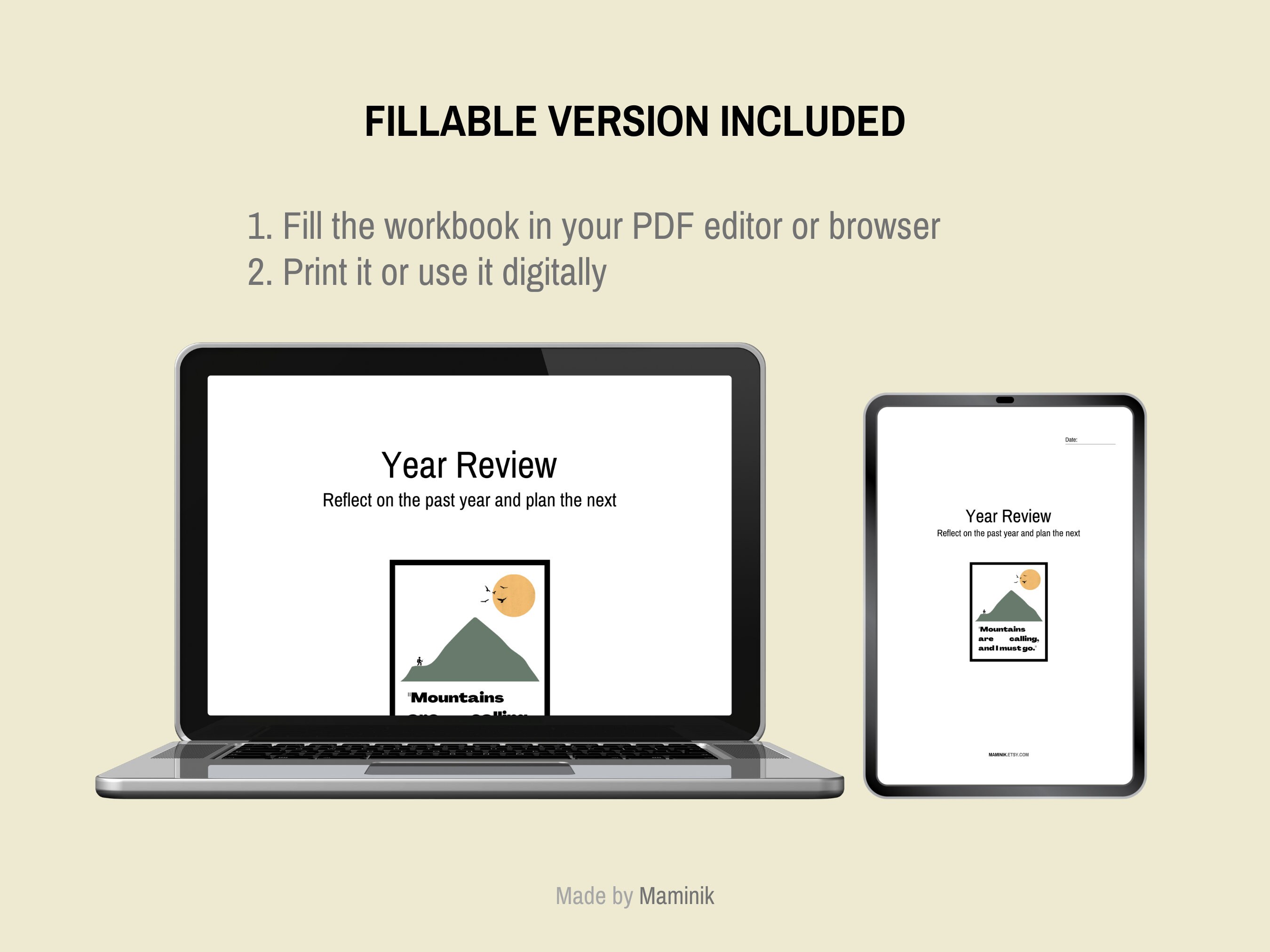 Year Review Workbook, Self-reflection Goal Setting, PDF, A4/a5/letter ...