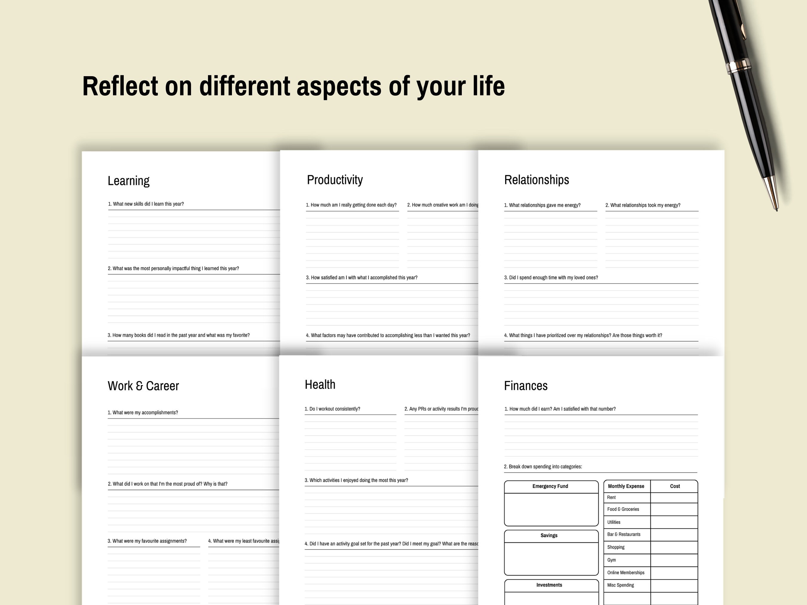 Year Review Workbook, Self-reflection Goal Setting, PDF, A4/a5/letter ...