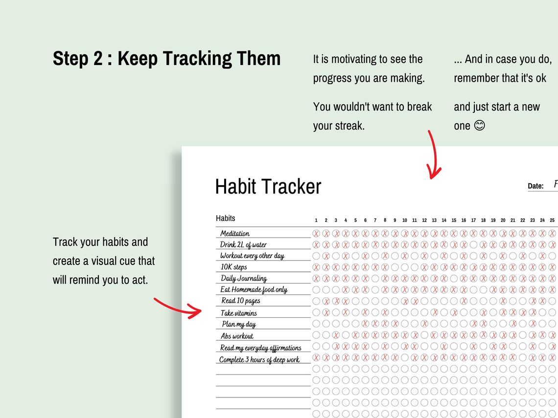 Habit Tracker Set, Monthly Habit Tracker, New Habit Tracker, Portrait ...