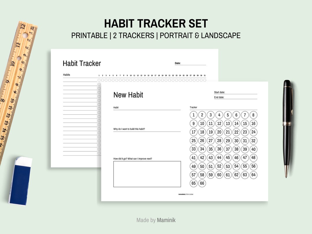 Habit Tracker Set Monthly Habit Tracker New Habit Tracker - Etsy