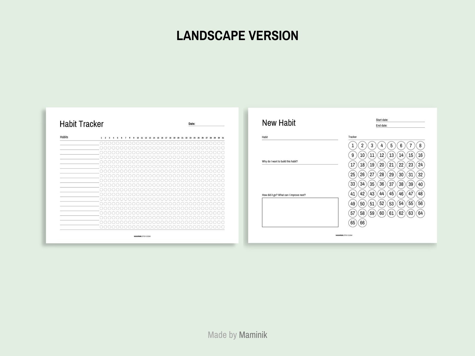 Habit Tracker Set, Monthly Habit Tracker, New Habit Tracker, Portrait ...
