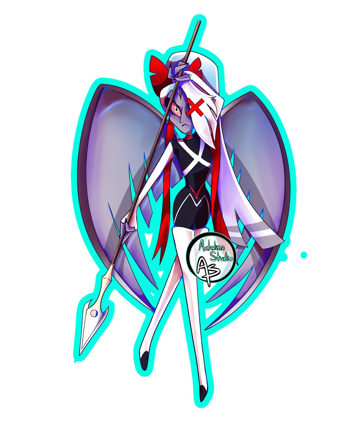 Hazbin Hotel Vaggie Matte Sticker Battle Form 3x5in Fanart Winged Girl ...