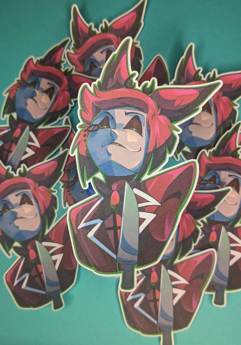 Hazbin Hotel Alastor Matte Knife Cat Meme 5in Sticker Fanart Gift Three ...