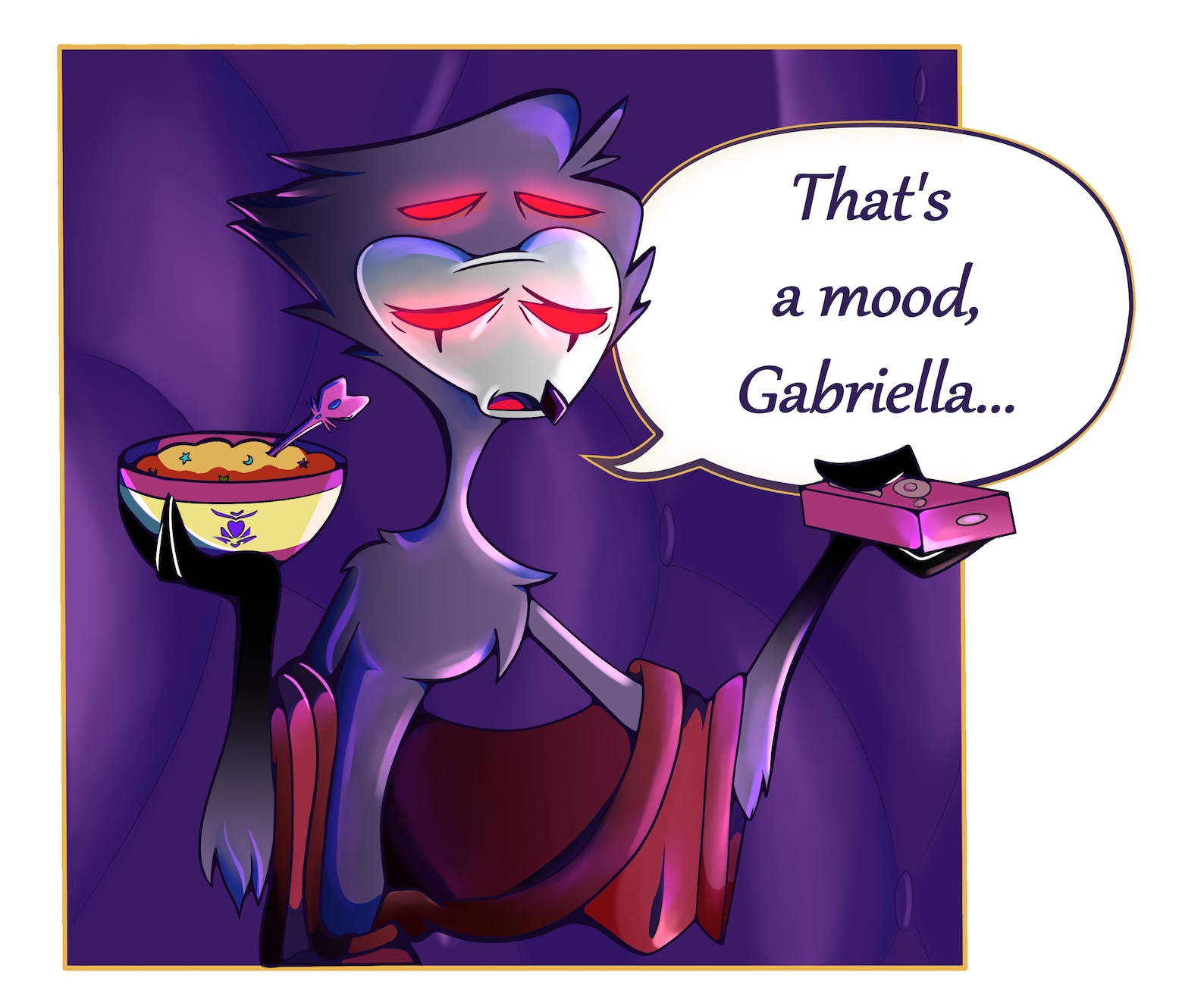 Stolas that's a Mood, Gabriella Matte Sticker 4x3.5in Helluva Boss Fanart Large Outlined Paper ...