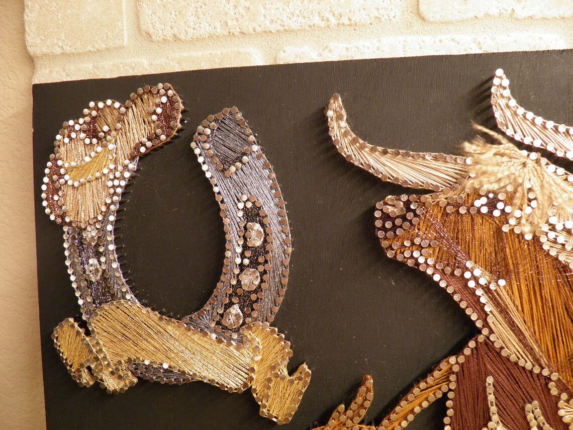 Texas Mascot Bevo, the Longhorn. Handmade. String Art. - Etsy