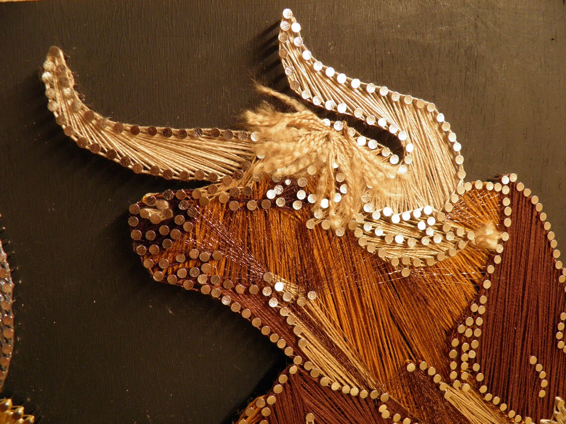 Texas Mascot Bevo, the Longhorn. Handmade. String Art. - Etsy
