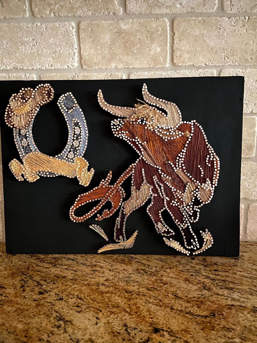 Texas Mascot Bevo, the Longhorn. Handmade. String Art. - Etsy