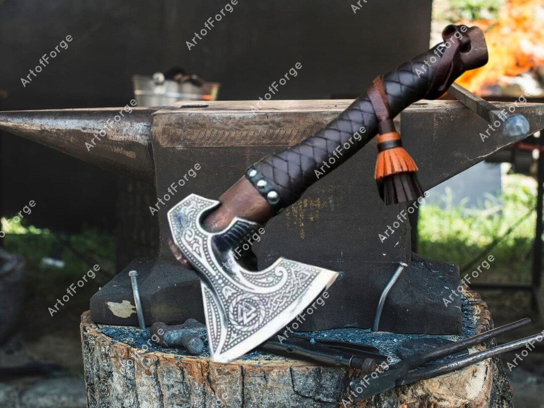Personalized VIKING Axe Hand Forged Carbon Steel Real Battle Axe Best ...