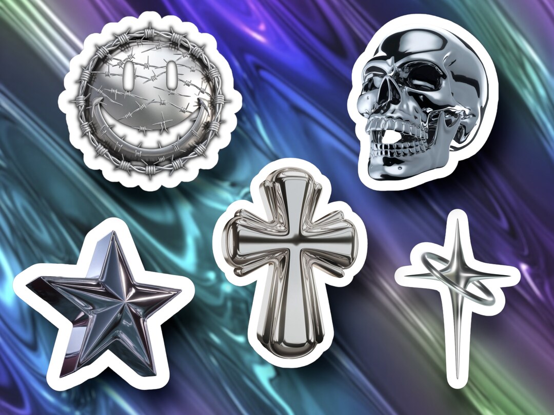 Y2K Metallic Chrome Stickers - Etsy