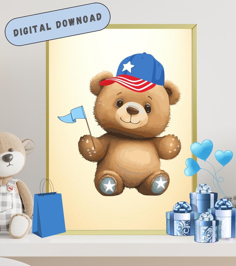 Teddy Bear Animal Print Teddy Bear Nursery Wall Art Baby - Etsy