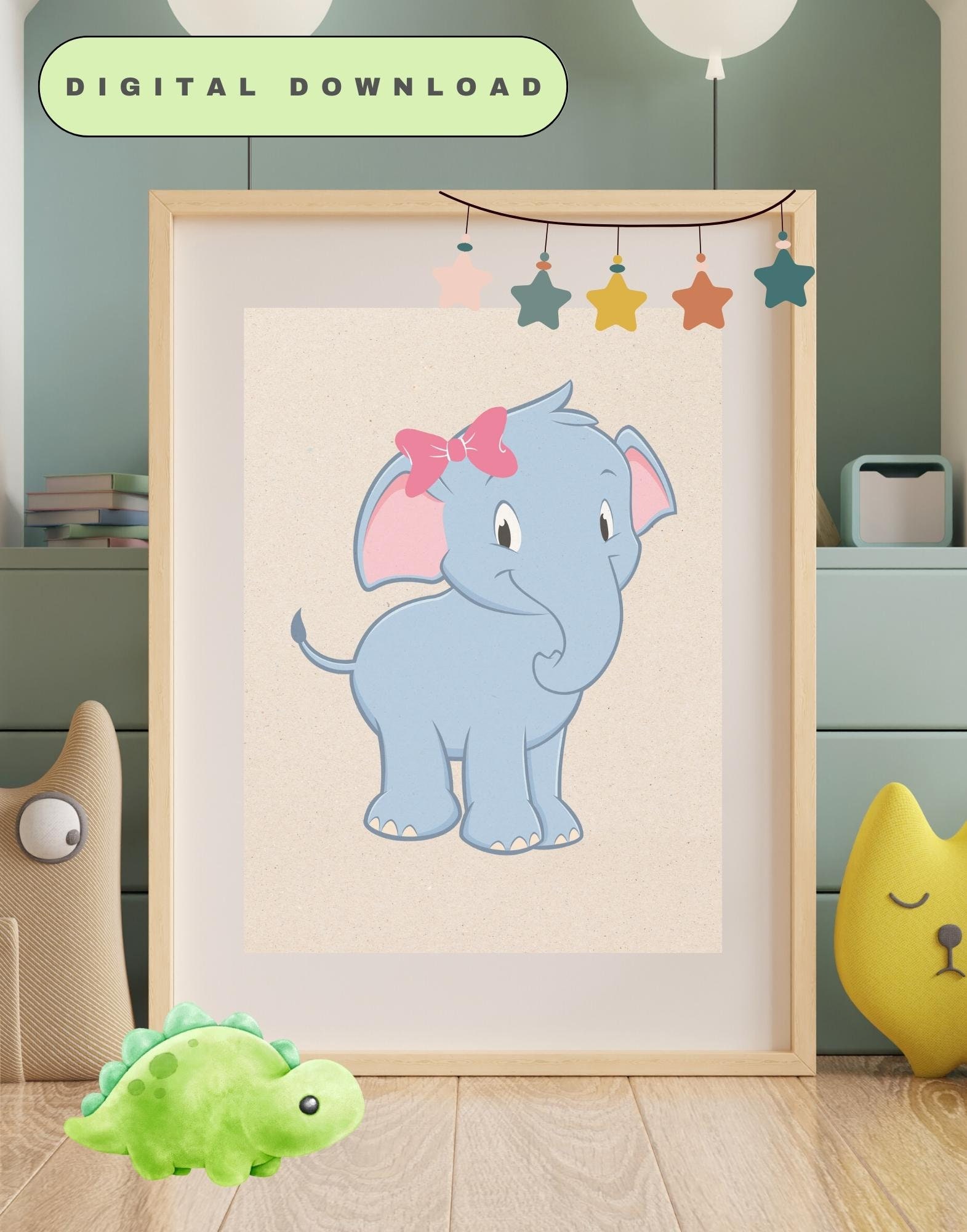 Baby Elephant Nursery Wall Art Elephant Nursery Decor Cute - Etsy