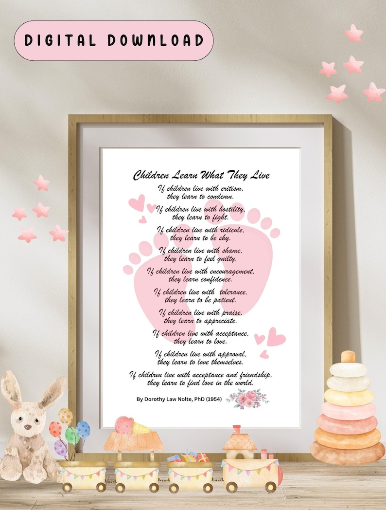 Children Learn What They Live by Dorothy Law Nolte, Printable Nursery ...