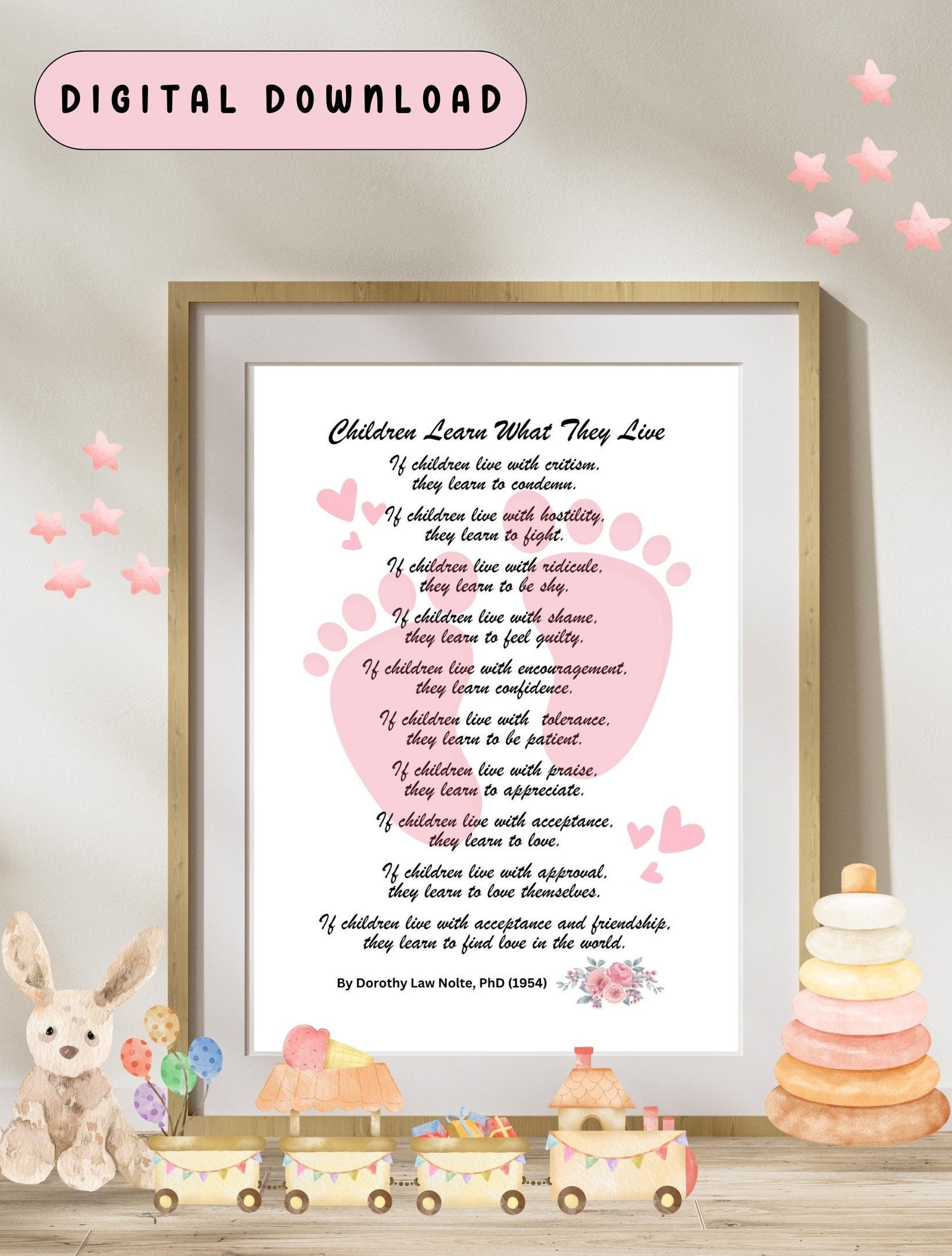Children Learn What They Live by Dorothy Law Nolte, Printable Nursery ...