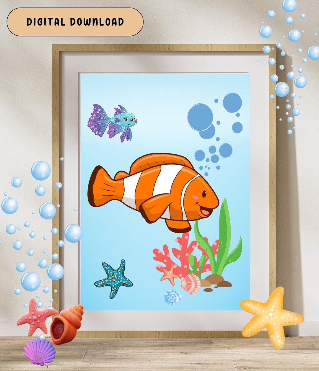 Nursery Wal Art, Clownfish Wall Art, Tropical Fish Wall Art Decor ...