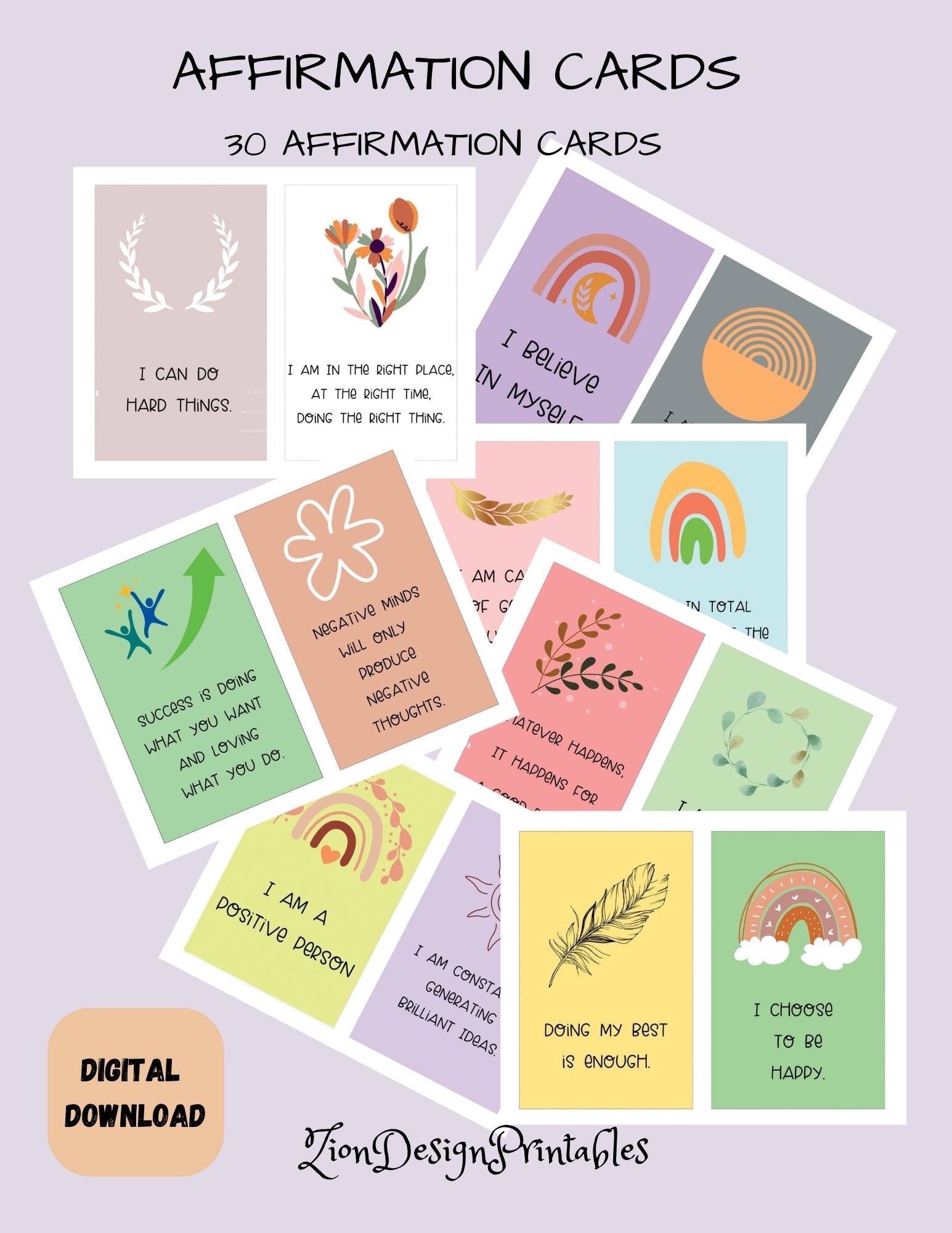 Set of 5 Affirmation Stock Cards, Affirmation Cards, Inspirational ...