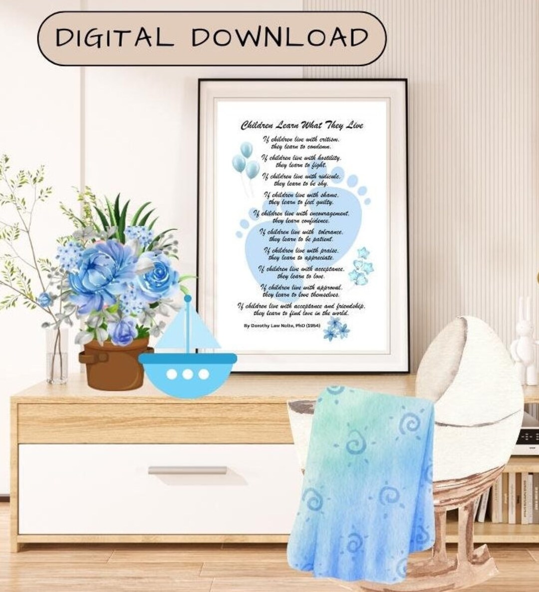 Children Learn What They Live by Dorothy Law Nolte, Printable Nursery ...