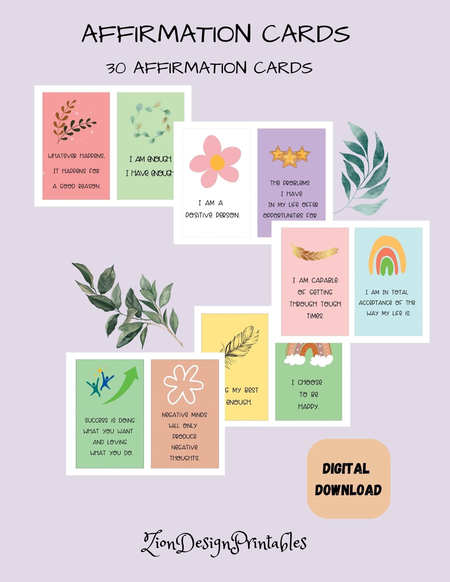 Set of 5 Affirmation Stock Cards, Affirmation Cards, Inspirational ...