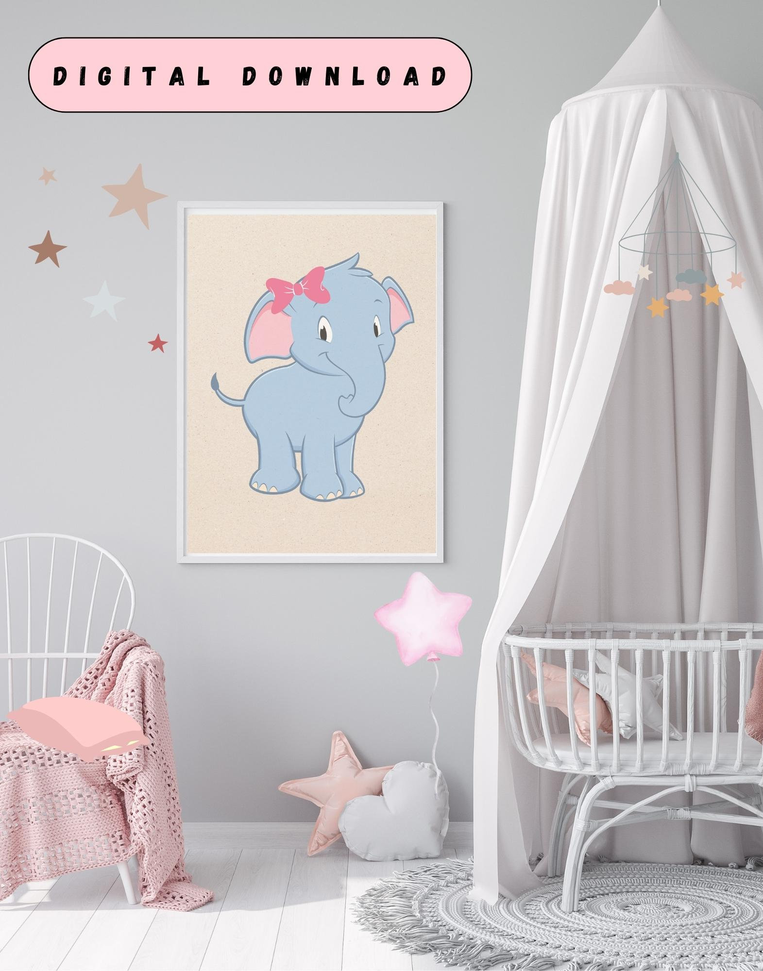 Baby Elephant Nursery Wall Art, Elephant Nursery Decor, Cute Elephant ...