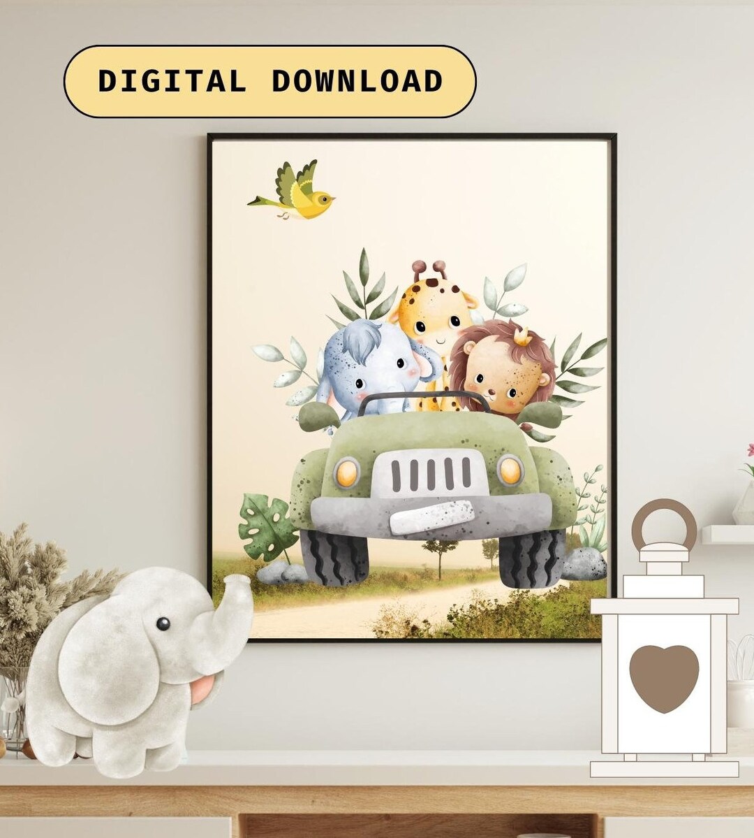 Nursery Wall Decor, Jungle Animal Wall Art, Kids Safari Room Art ...