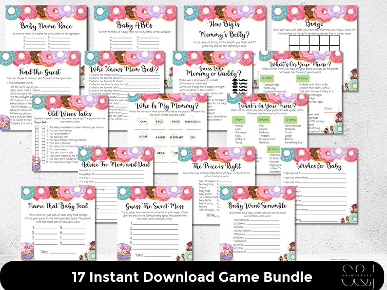 Donut Baby Sprinkle Game Bundle, Baby Sprinkle Games, Gender Neutral ...