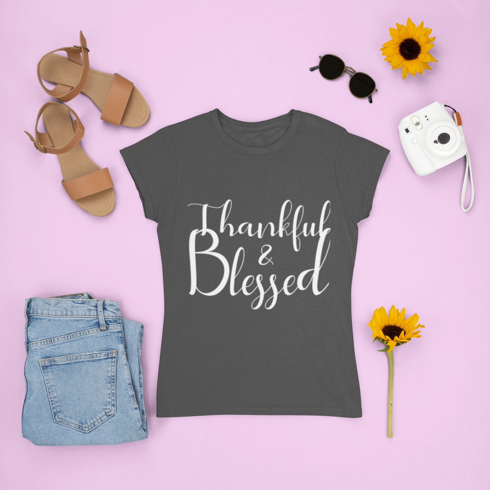 Thankful and Blessed T-shirt, Thankful Tee, Thanksgiving Apparel, Blessed Tee Shirt, Blessed T ...