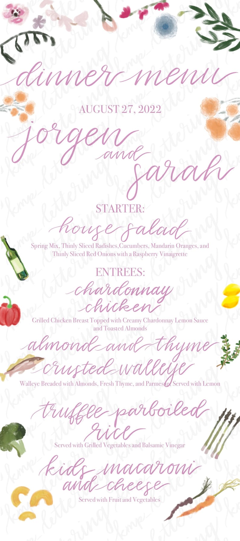 Handwritten Wedding Menu - Etsy