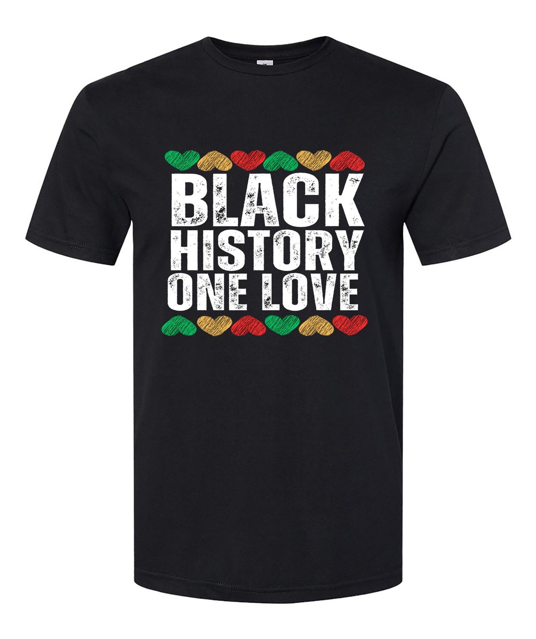 Black History One Love T-shirt With a Vibrant Heart in Red, Green,and ...