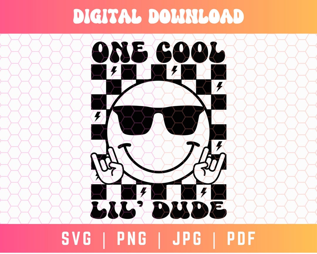 One Cool Dude Svg Png, First Birthday Svg, Checkered Svg, Birthday Boy ...