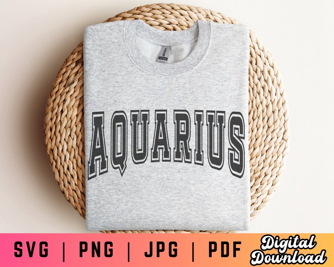 Aquarius SVG PNG PDF, Varsity Svg Png, Zodiac Svg Png, Zodiac Sign Svg ...