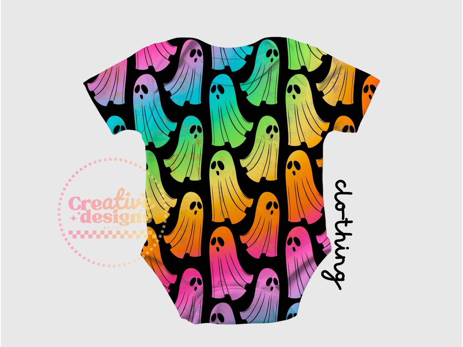 Rainbow Ghosts Seamless Pattern, Neon Ghosts, Halloween Digital Papers ...