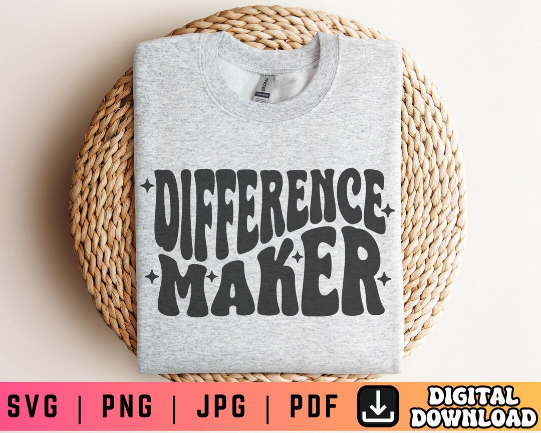 Difference Maker SVG PNG PDF, Leader Svg, Teacher Shirt Svg Png, Wavy Text Svg Png, Social ...
