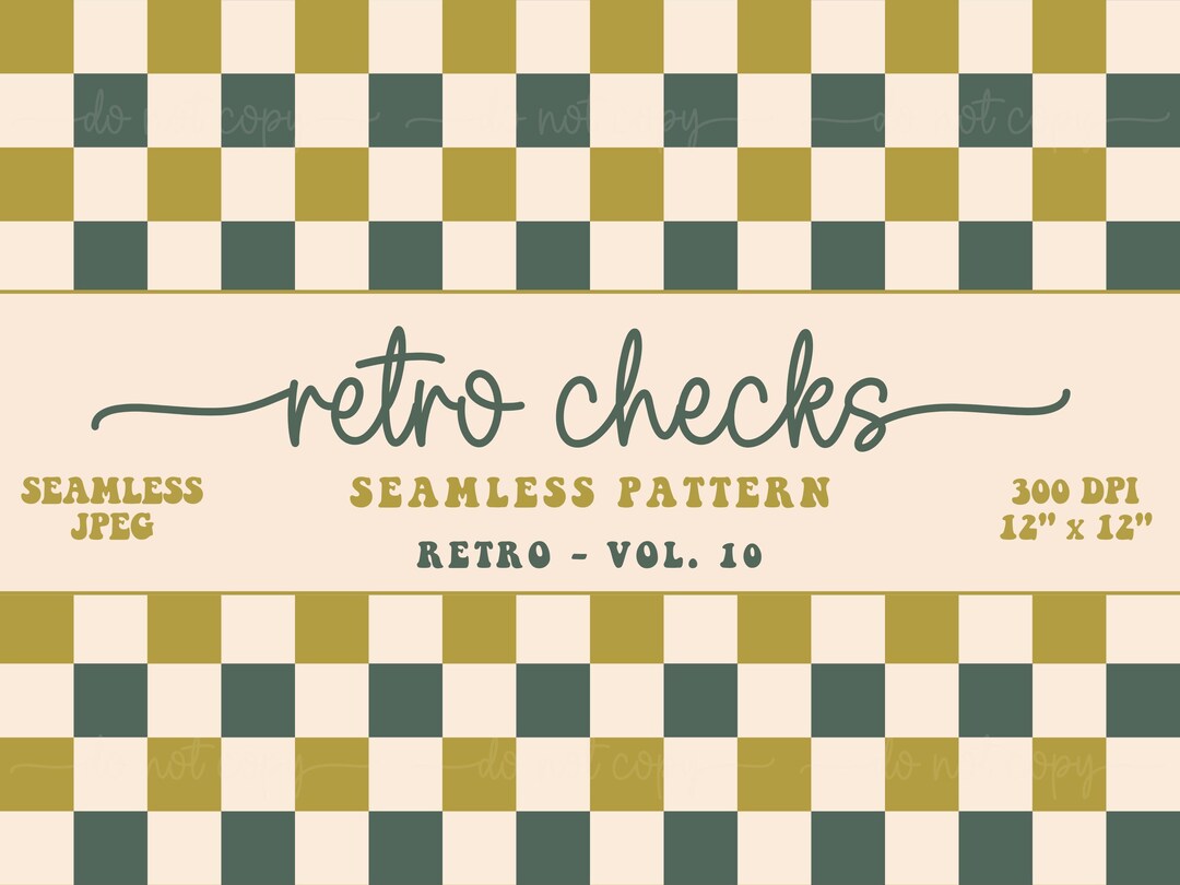 Retro Checks Seamless Pattern | Checkerboard | Checkered Print | Green ...