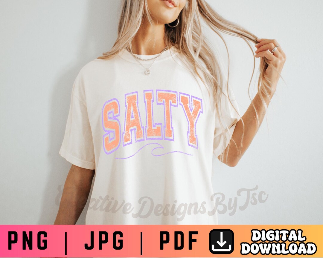 Salty PNG, Varsity Png, Wave Png, Salty Sublimation, Trendy Summer Png, Pastel Png, Aesthetic ...